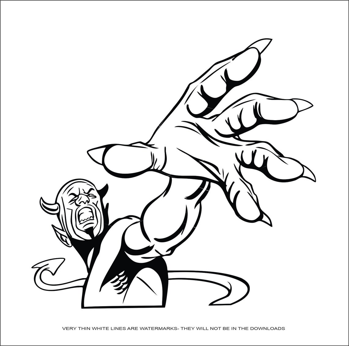 Devil Reaching Out Big Hand Long Nails Evil Look Lucifer Satan ...