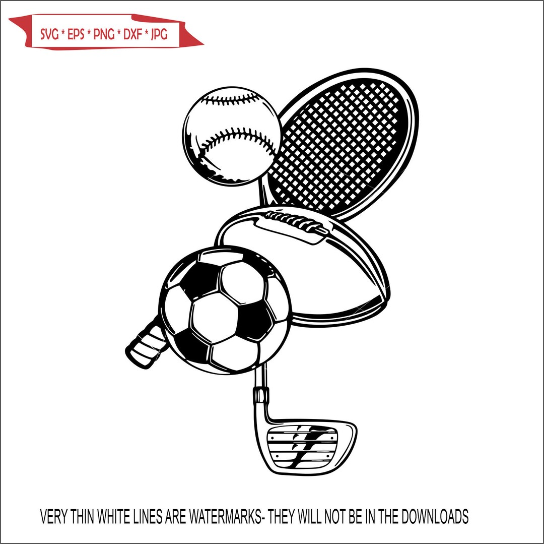 Sport Ball Collage Golf Football Soccer Game Ball Game Equipment ...