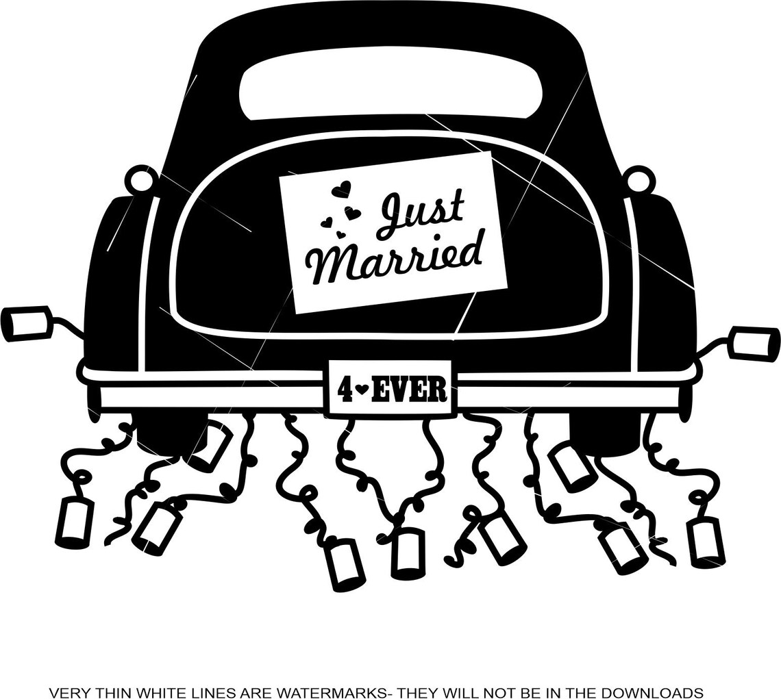 Car Wedding Just Married 4 Ever Cans Rattle Couple Love | Etsy
