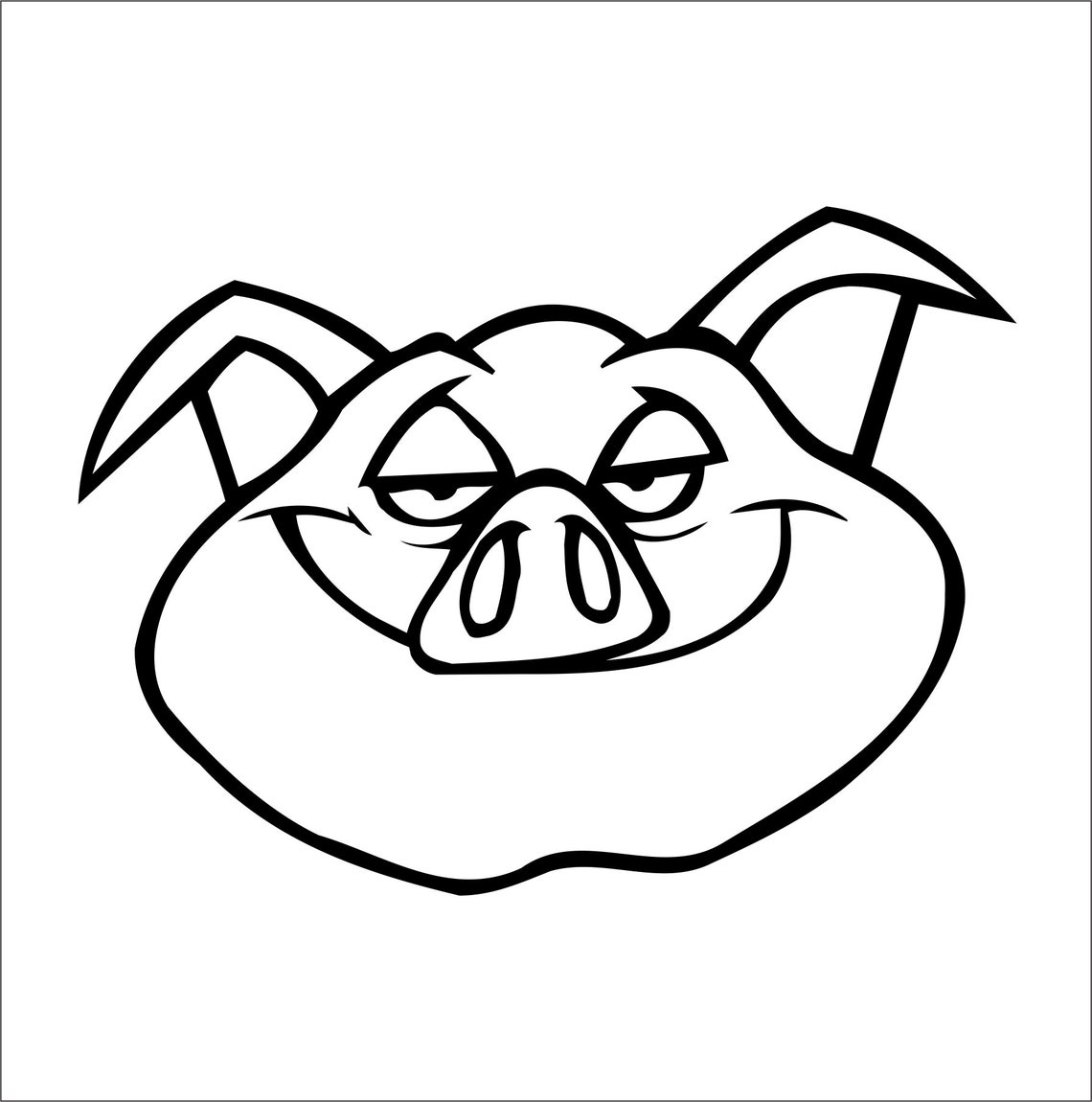 Smiley Pig Face Cartoon Happy Pig Cut Sign Image Clipart | Etsy