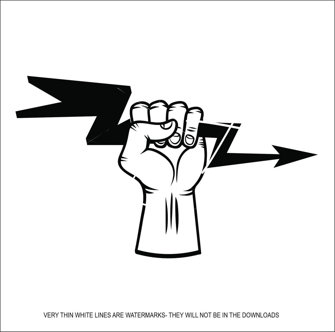 Hand Holding Lighting Bolt Symbolized Strength Enlightenment Storm Grip ...