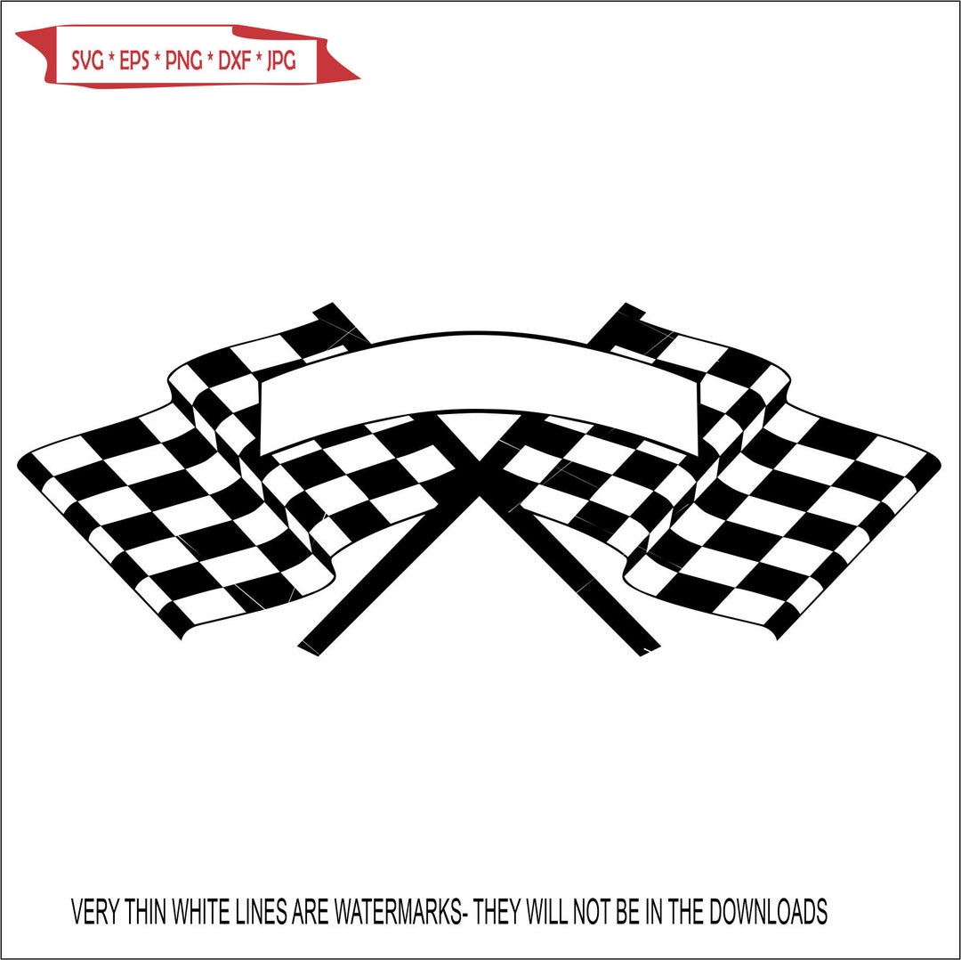 Two Racing Flag Add Name Ribbon Banner Wave Winner Auto Racing ...