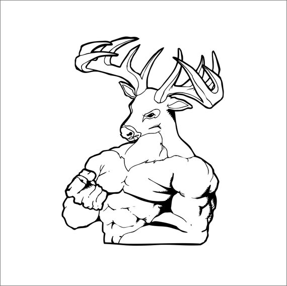 Elk with Racks on a Muscle Person Body Wapiti largest | Etsy