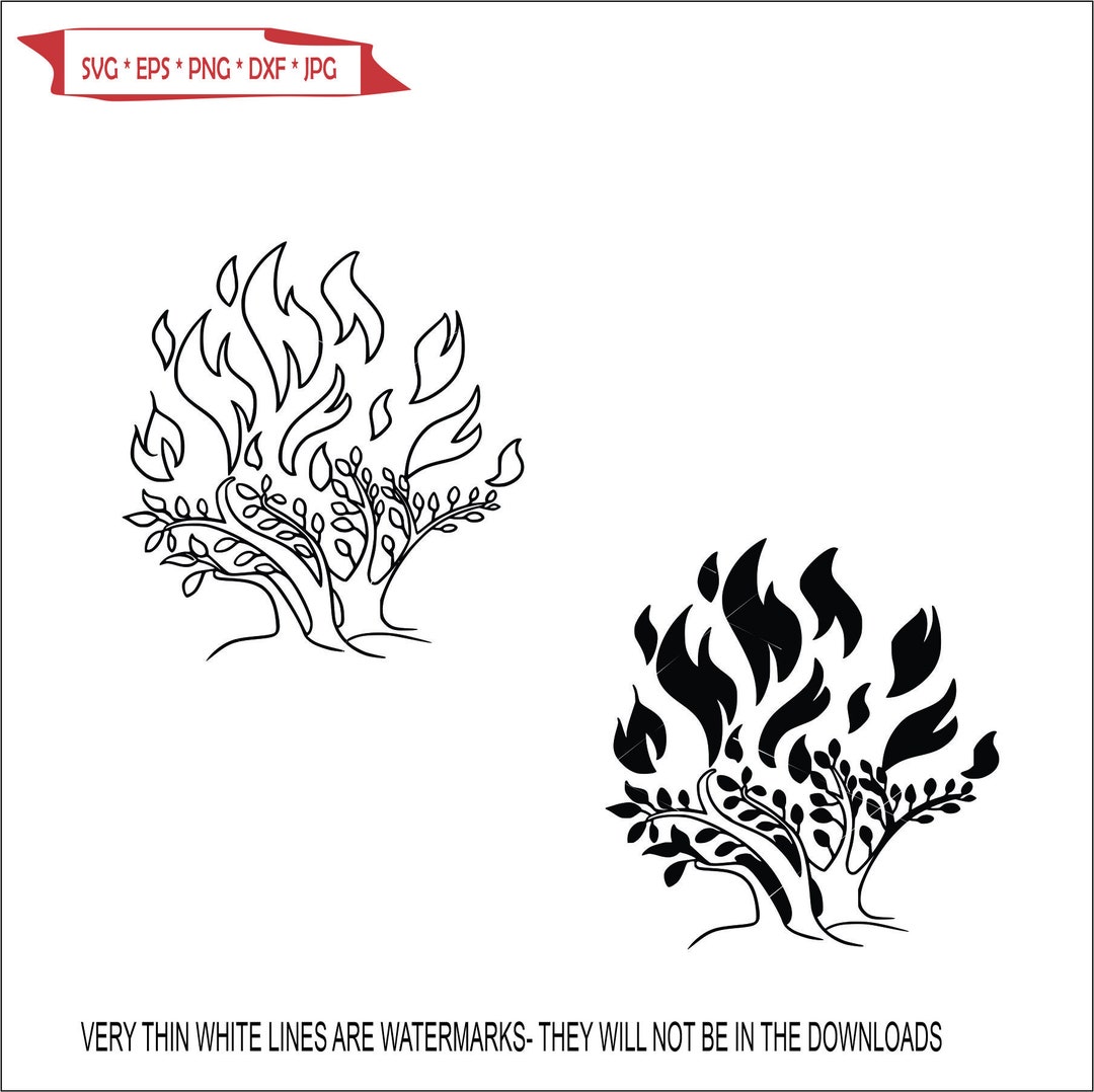 Burning Bush Fiery Forest Fire Bible Moses Miracle Religion 2 Design ...
