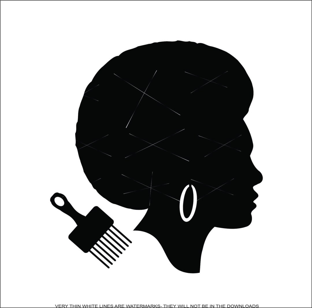 Female Afro Hair Style With Comb Pick African Hair Style Lady Women ...