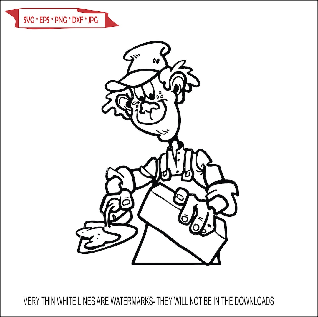 Cartoon Cement Male Brick Layer Trowel Concrete Sand Gravel Man Laying ...