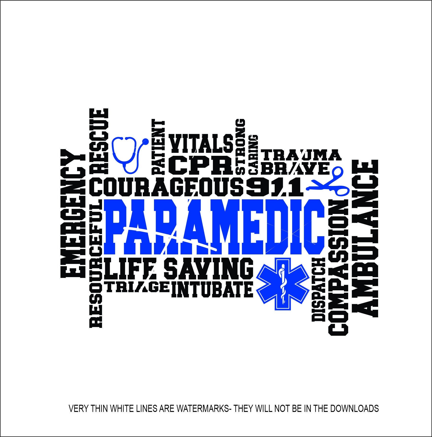 Words describe Paramedic Emergency Medical Typography Graffiti | Etsy