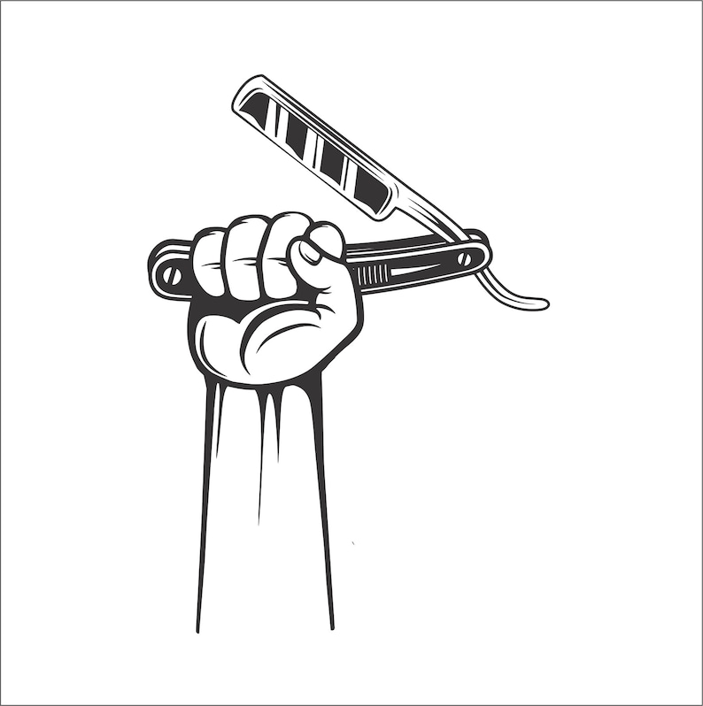 Straight Edge Razor Hand Holding Man Ladies Beard Hair Salon - Etsy