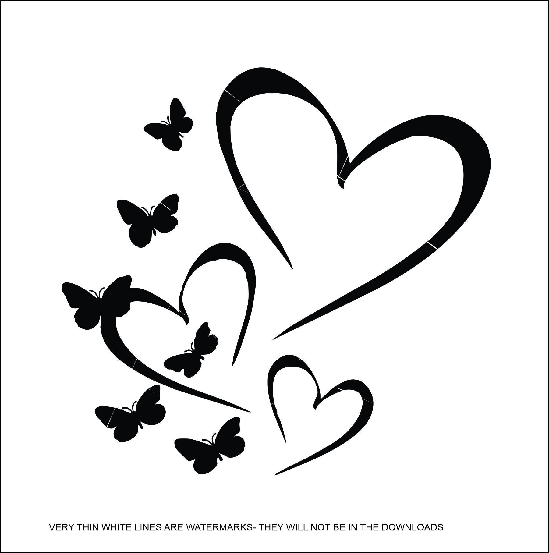 Cluster Butterflies Trail 3 Heart Fluttering Wings Small to Large Moth ...