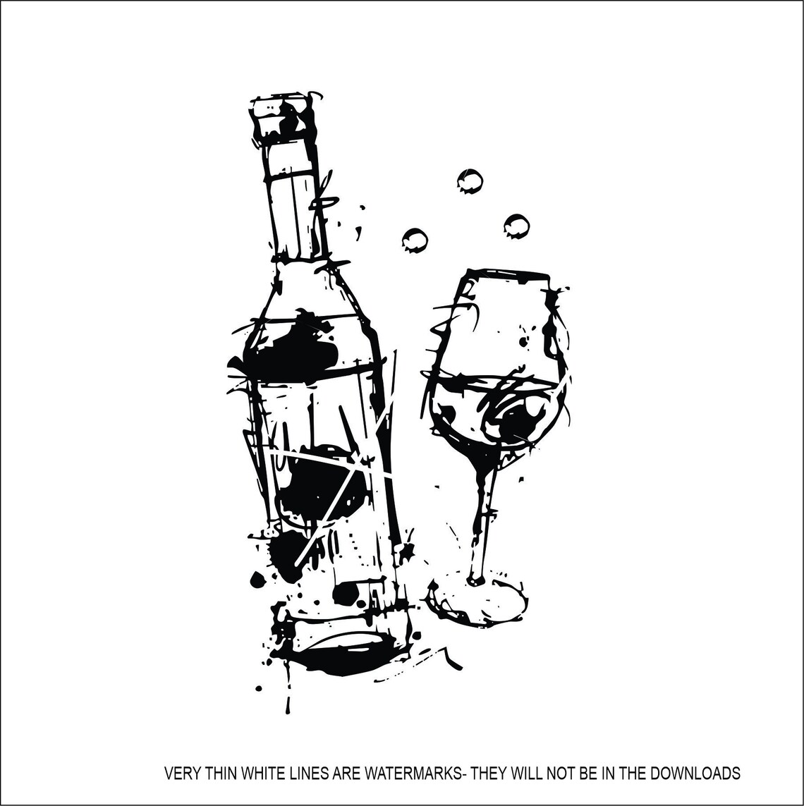 ART Abstract Bubble Glass Champagne Wine Bottle Grape - Etsy