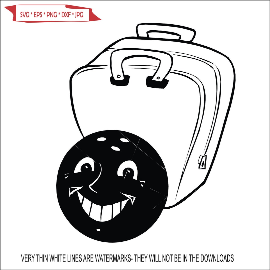 Smiling Bowling Ball Cartoon & Bag Sport Recreational League Roll Ball ...