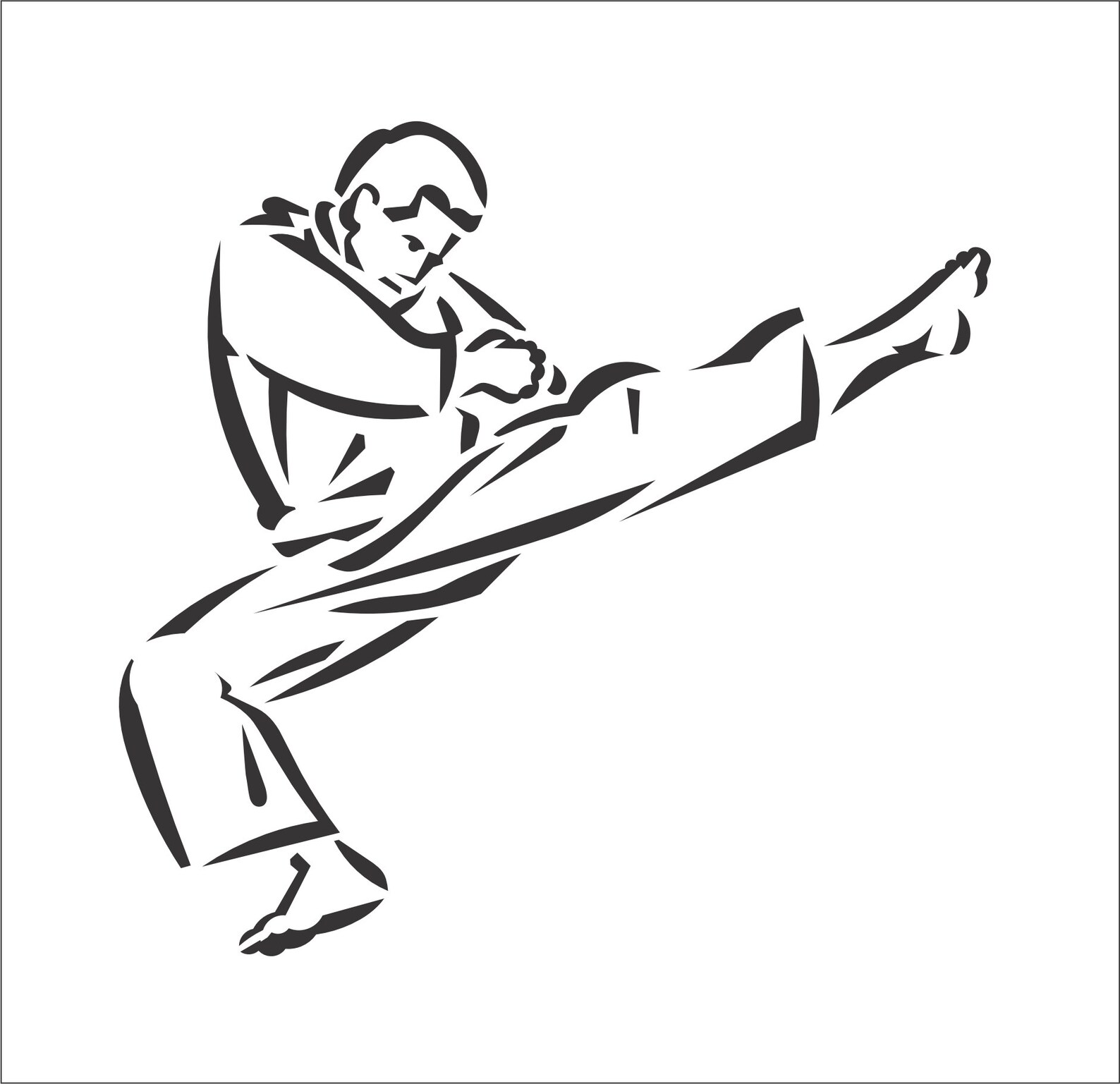 Outline Karate Martial Art Kicking Defensive Blocking Fighter - Etsy UK