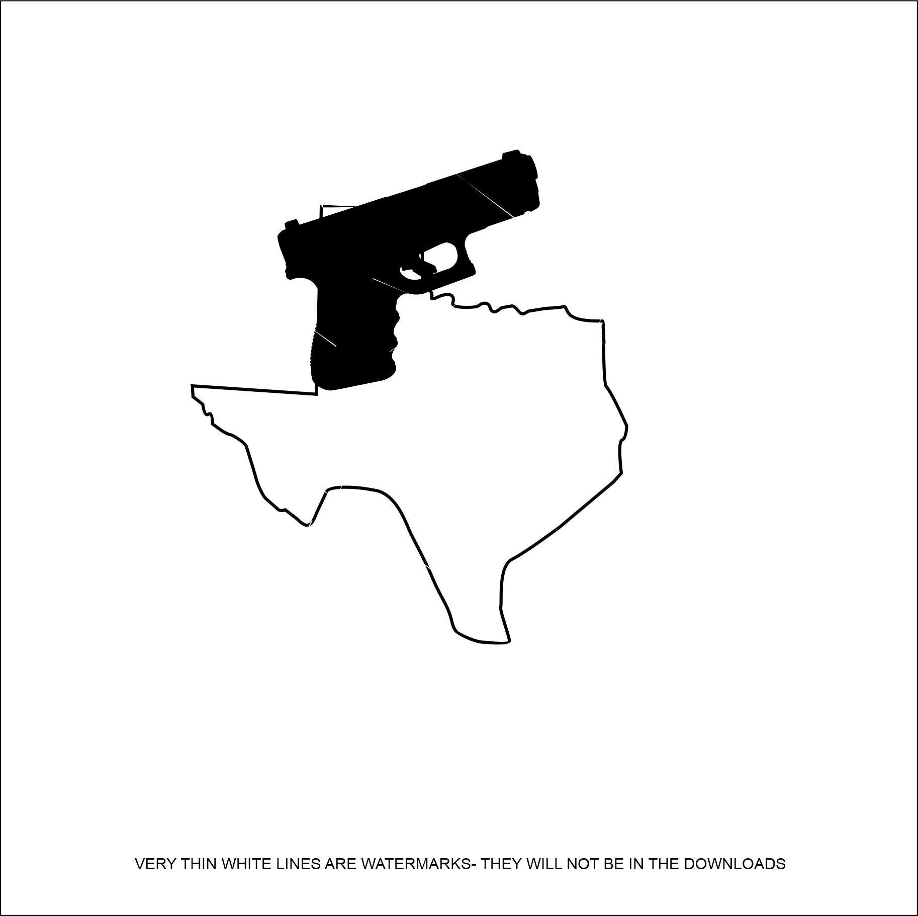 Gun Texas State Map Silhouette Pistol 2nd Amendment Protected - Etsy