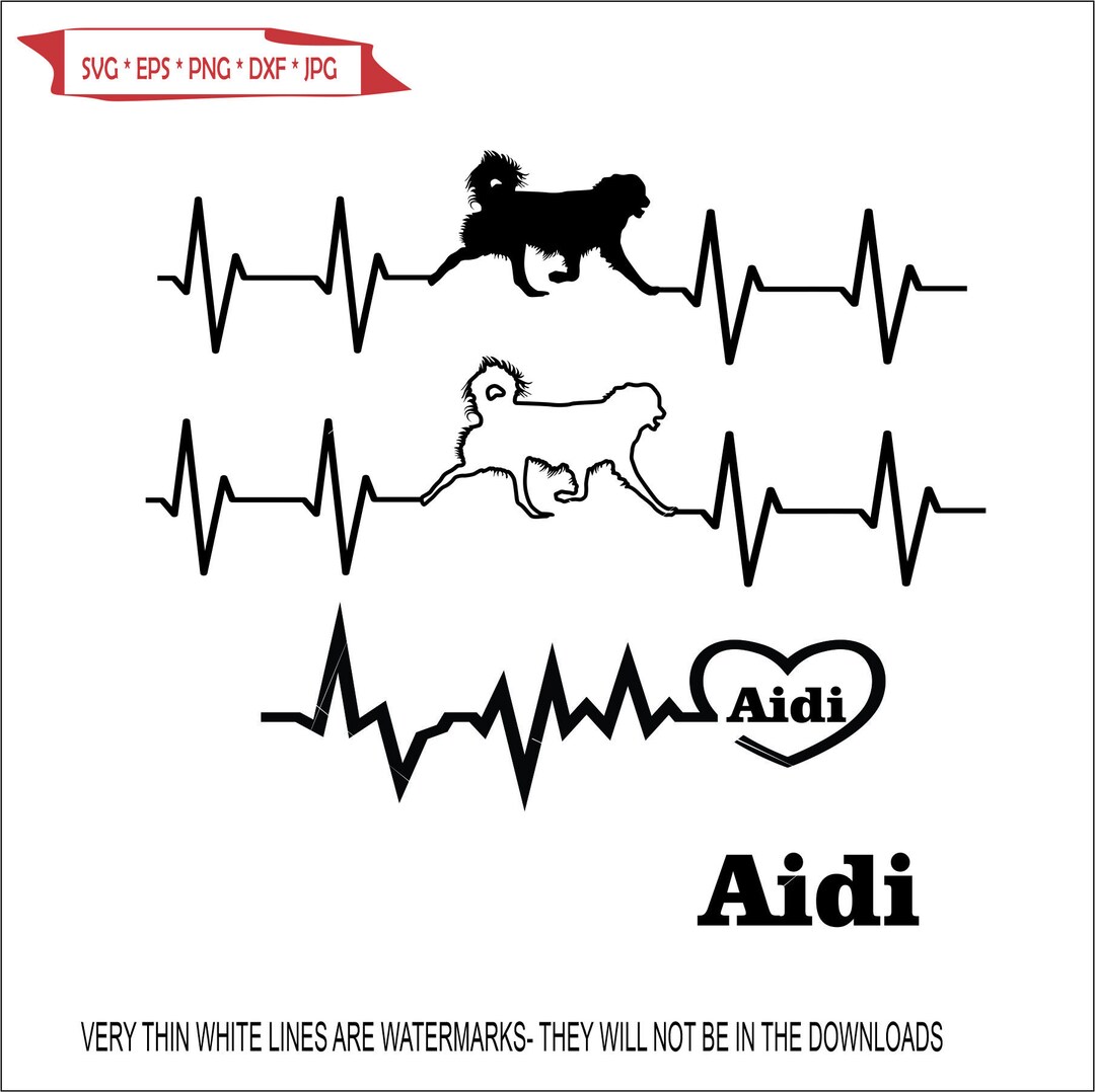 Heartbeat Aidi 3 Designs Berber Dog Breed Dog Heart Beat Animal Puppy ...