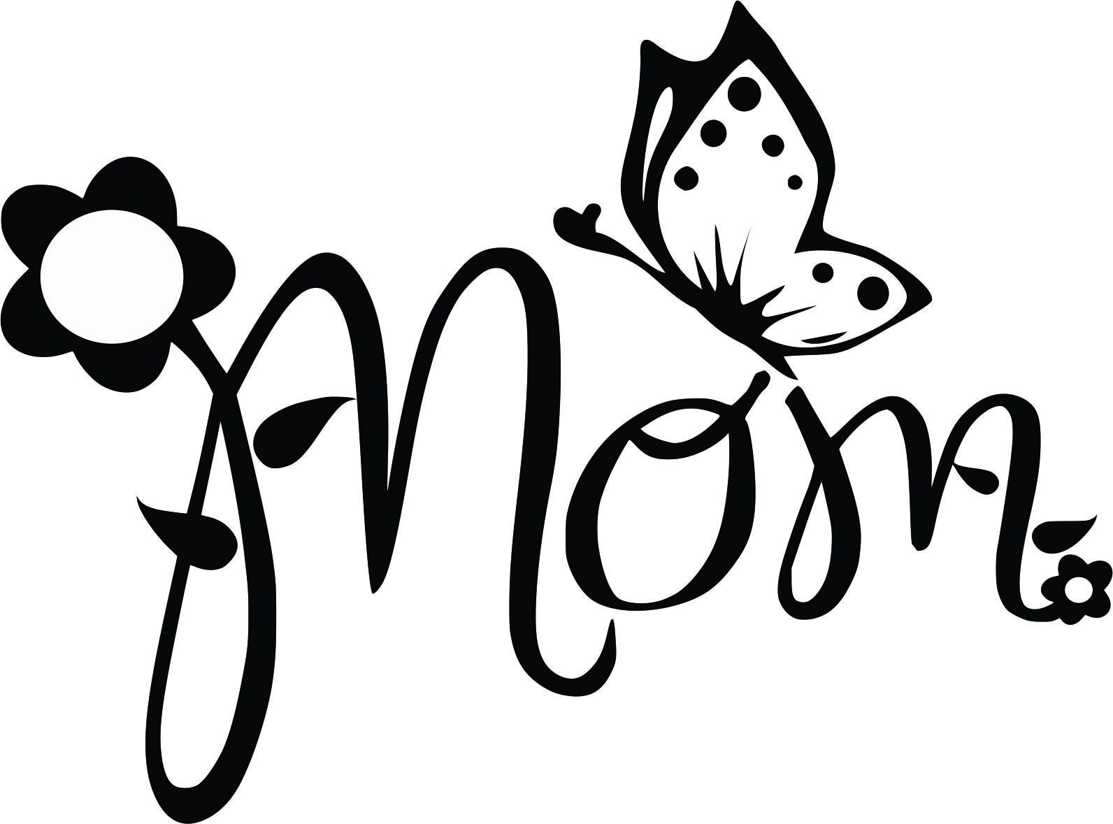 Simple Word Mom Spirit Lettering Flower Butterfly Love Thinking of ...