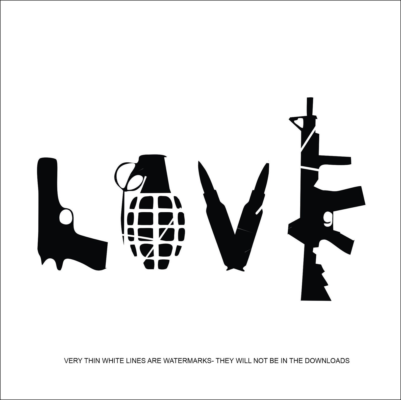 Love Rifle Grenade Knife Gun Made into Word LOVE USA Gun | Etsy