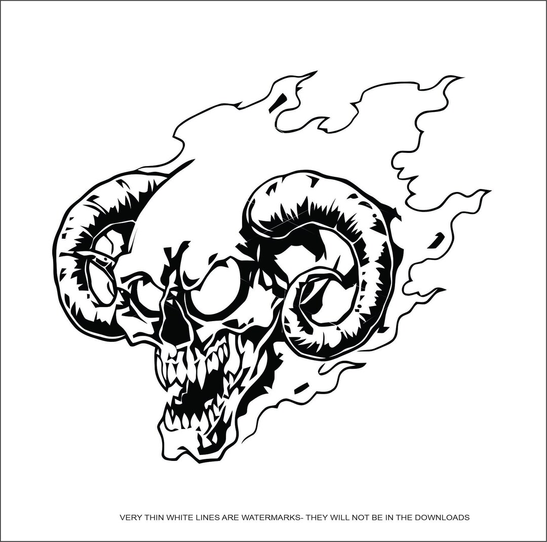 Ram Skeleton Skull Shooting Flames Mean Evil Scary Kill Satan Horn ...