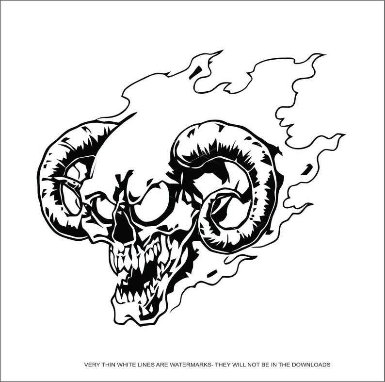 Ram Skeleton Skull Shooting Flames Mean Evil Scary Kill Satan - Etsy