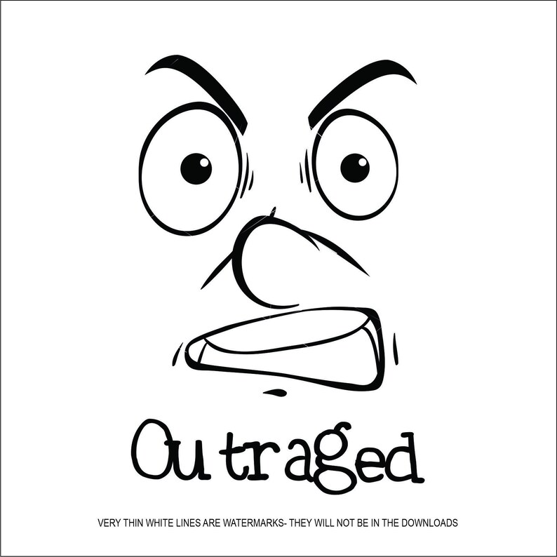 Face Outrage Expression Feeling Mad Anger Scorn Shock Surprise - Etsy