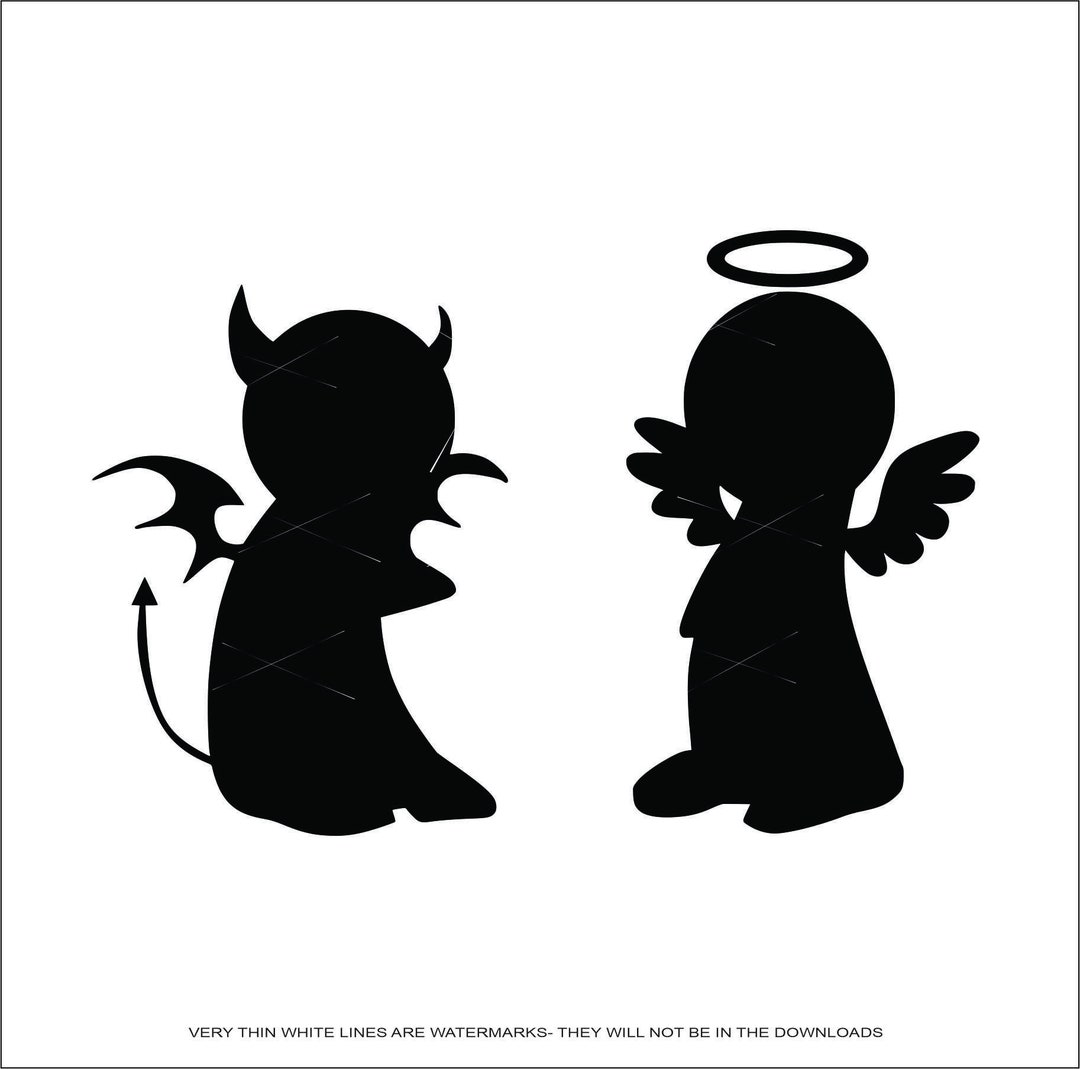 Angel Devil Good Scary Bad Conscience Halo Temptation Satan Horns * Cut ...