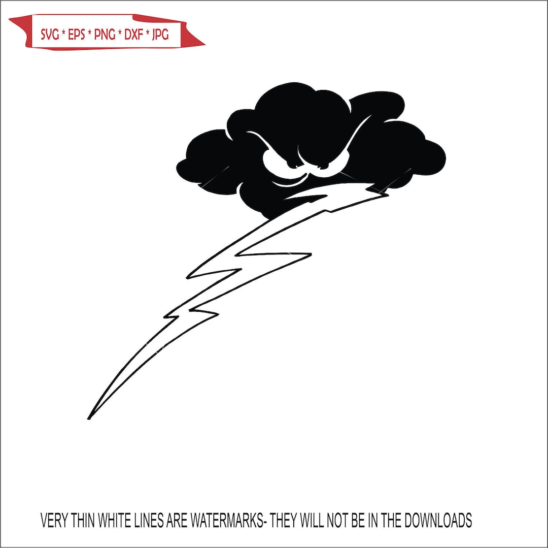 Mean Mad Cloud Spiked Lighting Bolt Symbolized Strength Power Triumph ...