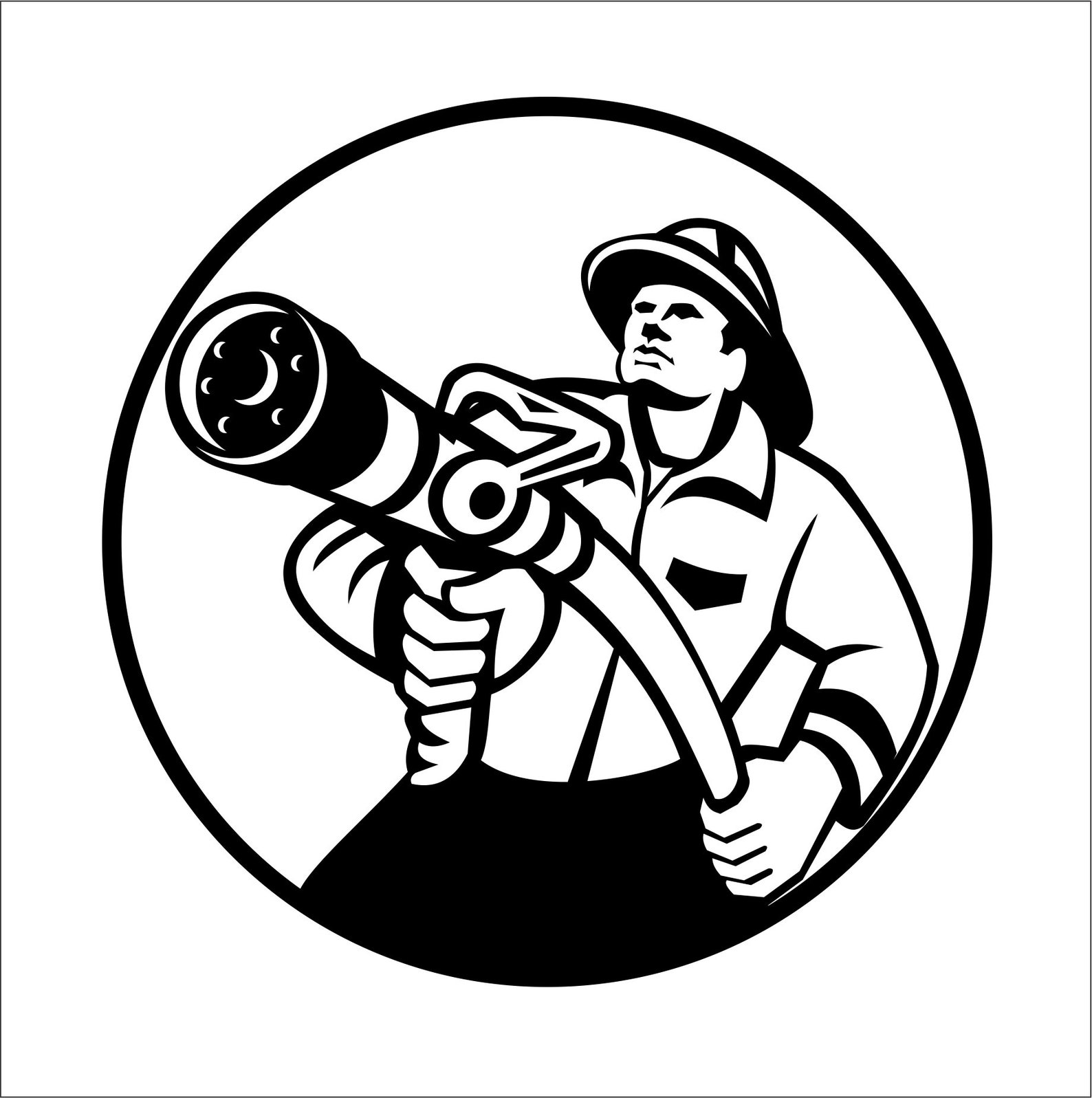 Fireman Holding Water Hose Fire Sprayers Work Pump Water Equipment High ...