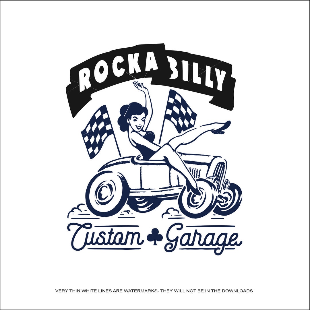 Rock A Billy Custom Spade Garage Female Car Race Flag Ad Advertisement ...