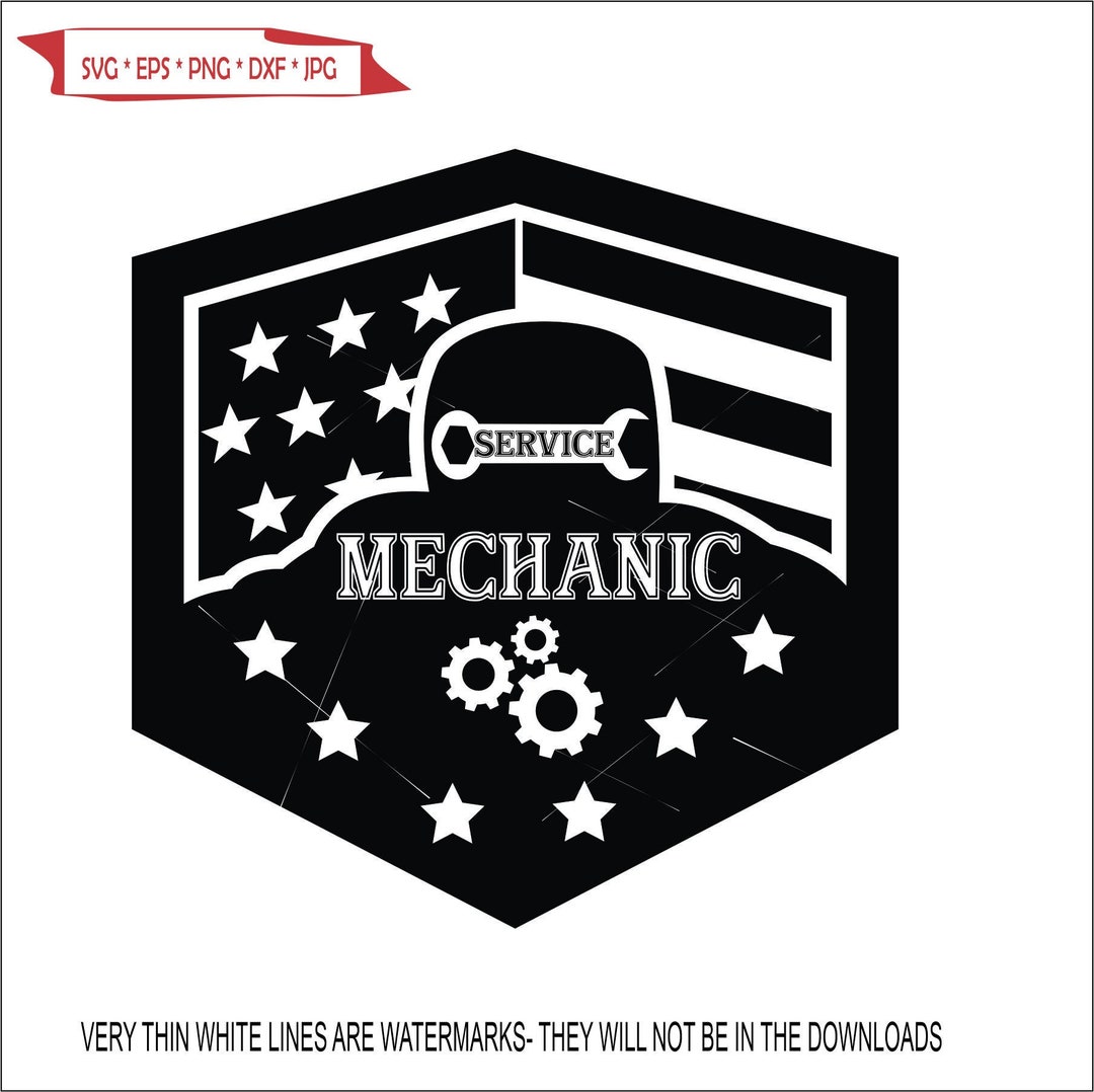 Service Mechanic Flag Wrench Gears Auto Motorcycle Car Repair Fix ...