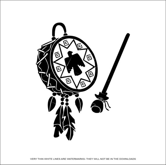 Indian Drum Thunderbird Feathers Native American Heartbeat | Etsy