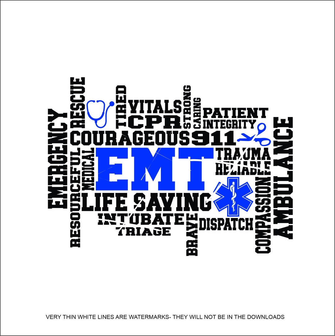 Words Describing EMT Cluster Art Medical Health Responder Ambulance ...