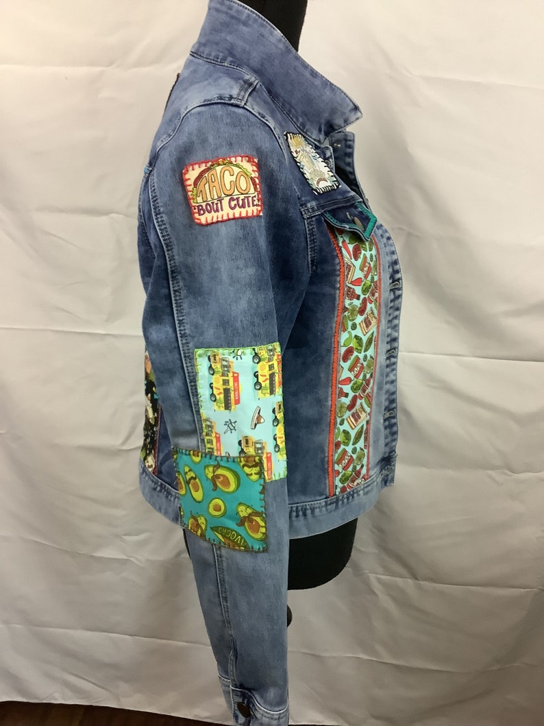 Custom Embroidered Taco Themed Blue Jean Jacket - Etsy