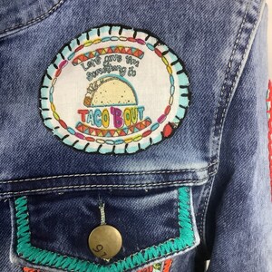 Custom Embroidered Taco Themed Blue Jean Jacket - Etsy