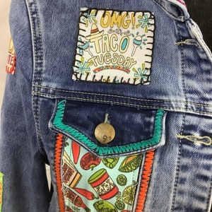 Custom Embroidered Taco Themed Blue Jean Jacket - Etsy