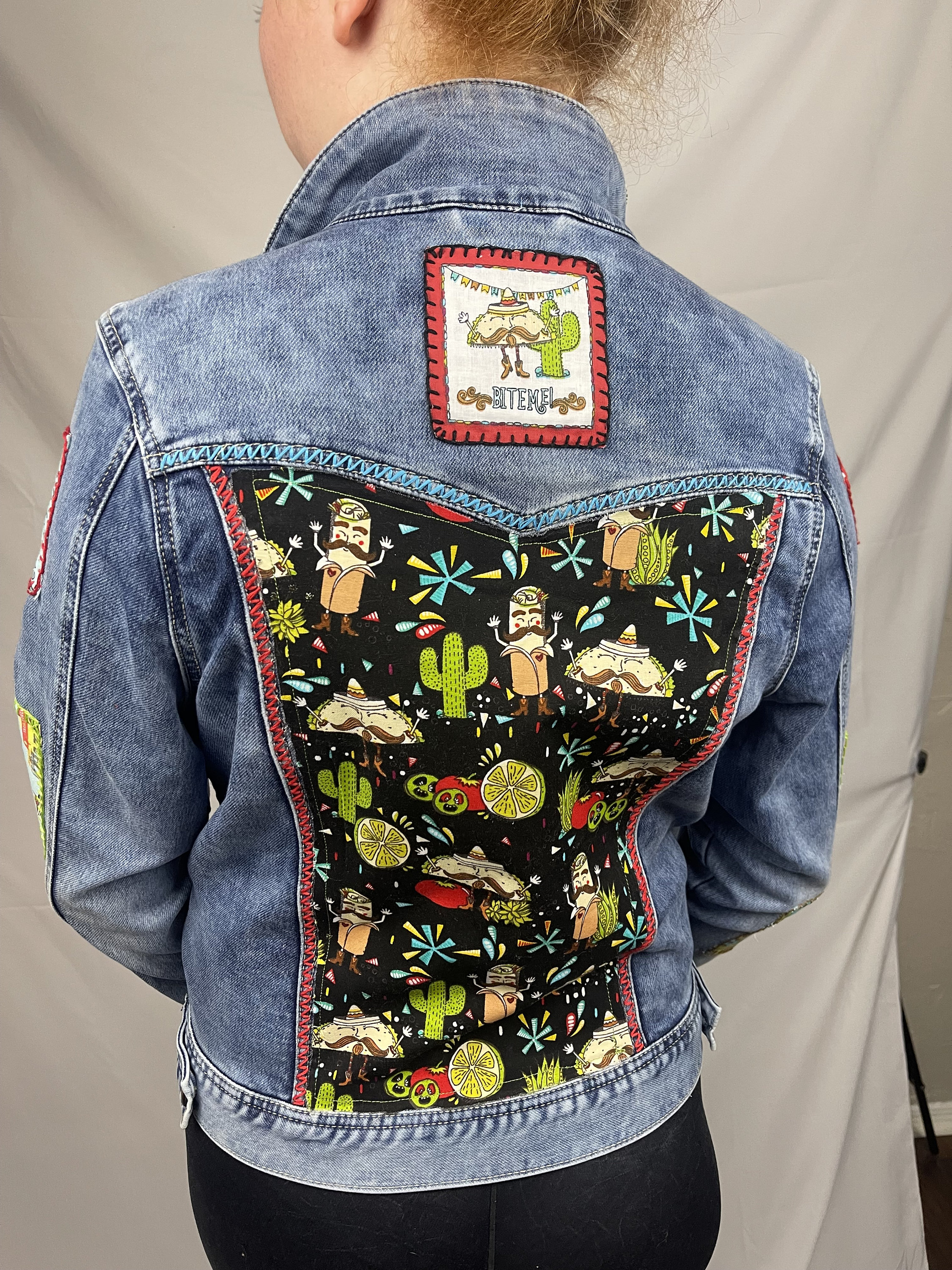 Custom Embroidered Taco Themed Blue Jean Jacket - Etsy