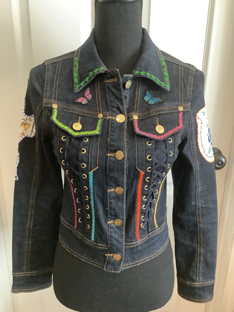 Custom Embroidered Denim Blue Jean Jacket - Etsy