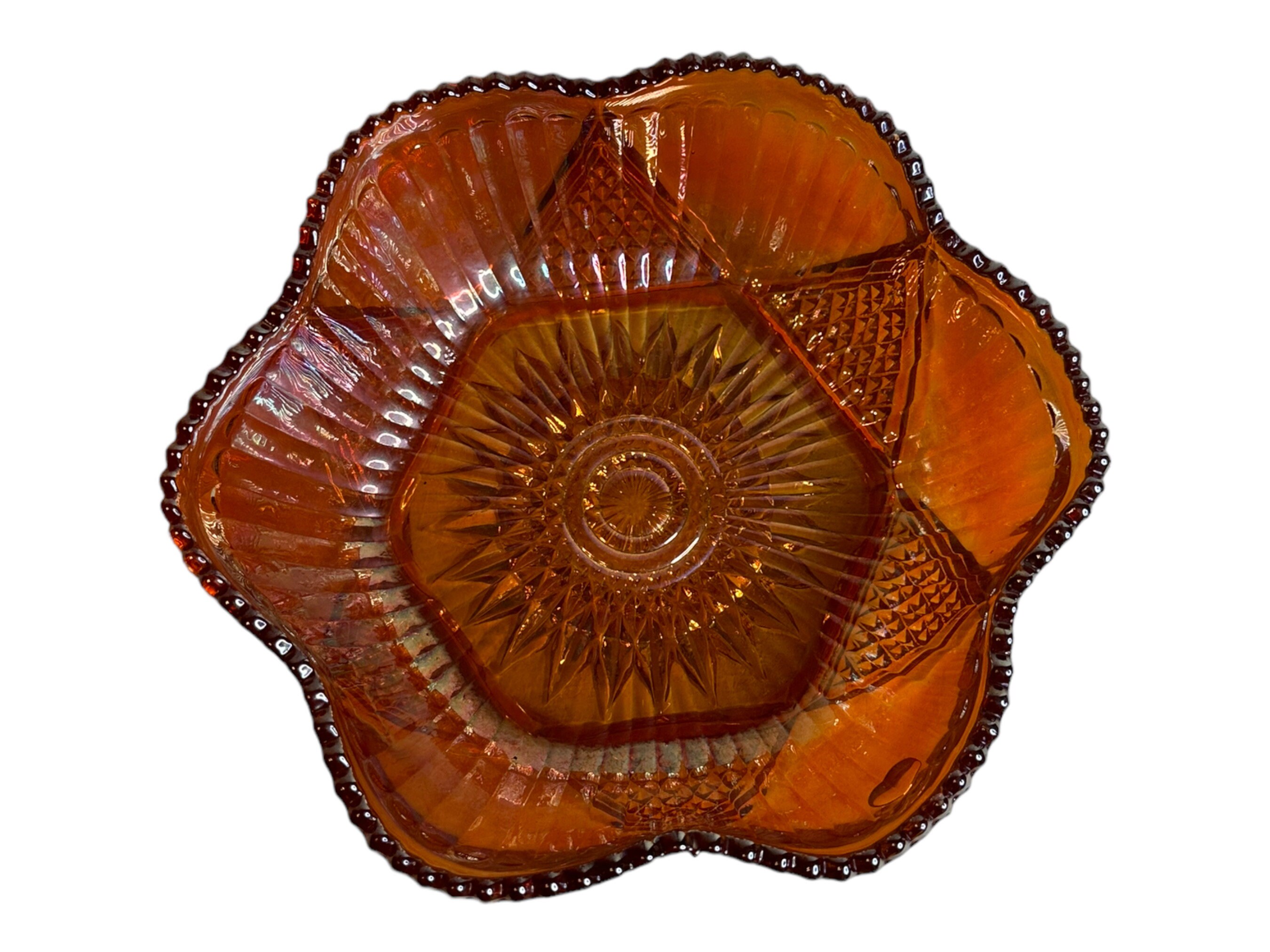 Sowerby Carnival Glass Bowl Hobstar and Cut Triangles - Etsy