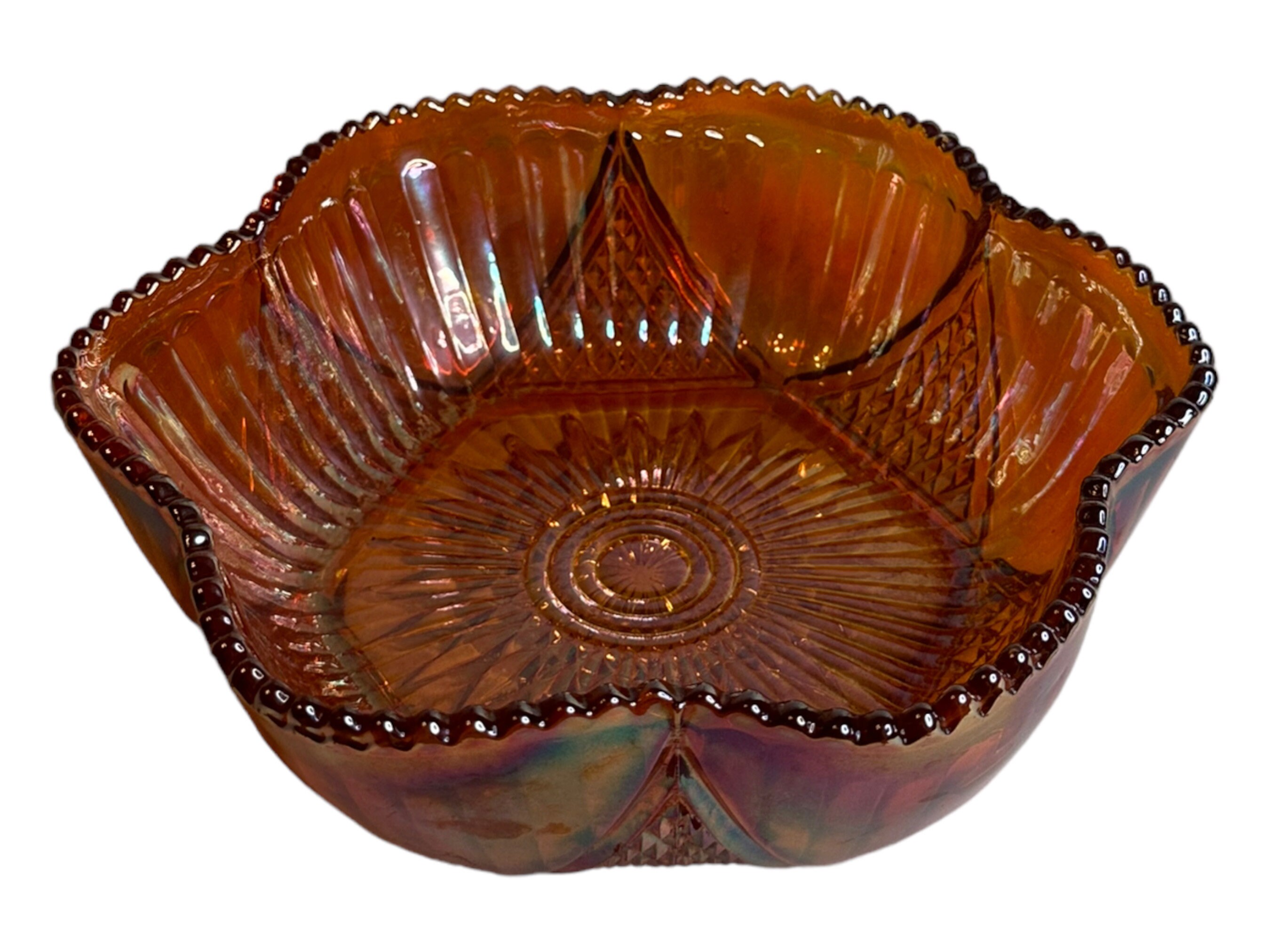 Sowerby Carnival Glass Bowl Hobstar and Cut Triangles - Etsy