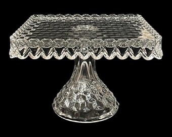 1940s VTG American Fostoria Cake Plate Heavy Pressed Glass Dessert ...