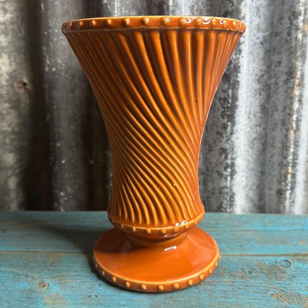 Mccoy Pottery 8" Orange Swirl Vase - Etsy