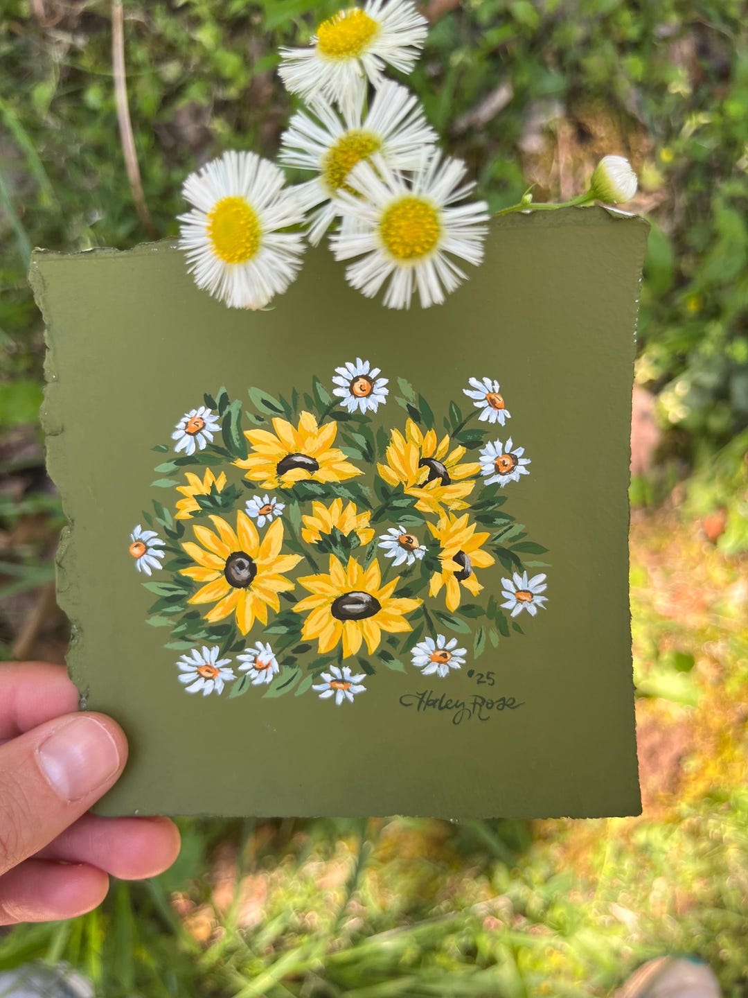 Sunflower Bouquet Mini 4x4 Gouache Painting - Etsy