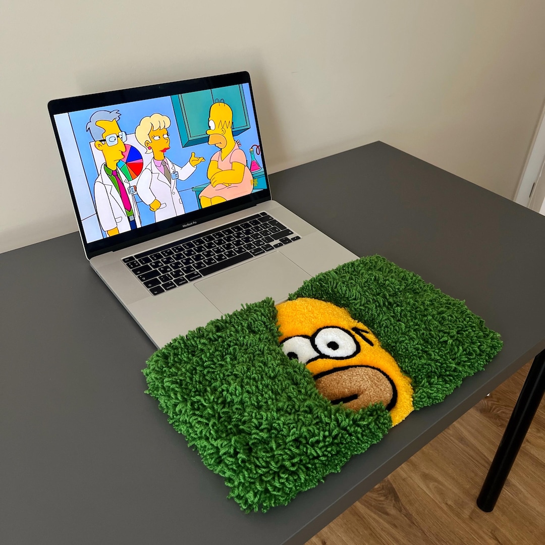 Homer Simpson Tufted Rug | Homer in the Bush Keyboard Rug | Handmade ...