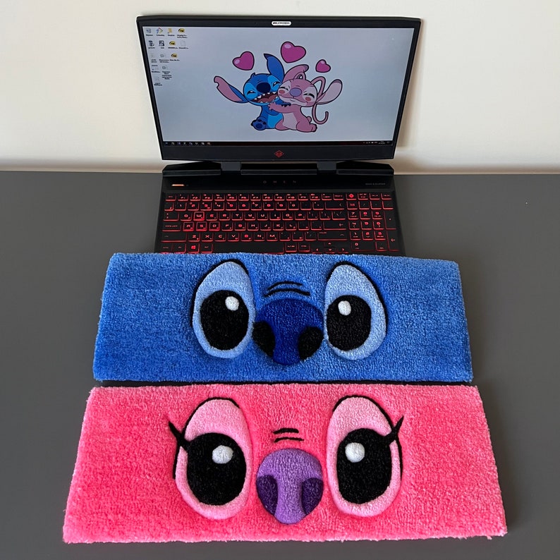 Stitch and Angel Tufted Rug | Couple Keyboard Rug | Handmade Rug ...