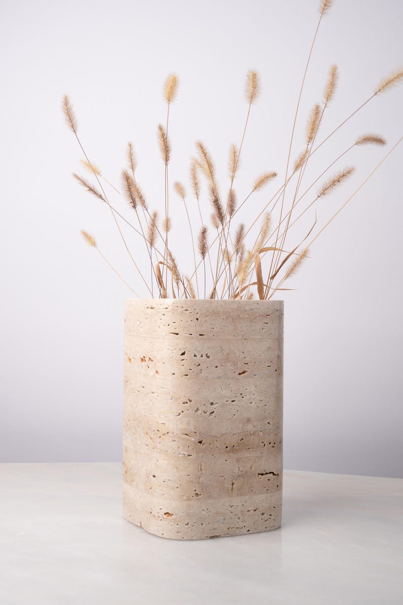Handmade Travertine Marble Vase: Natural Stone Decorative Item - Etsy