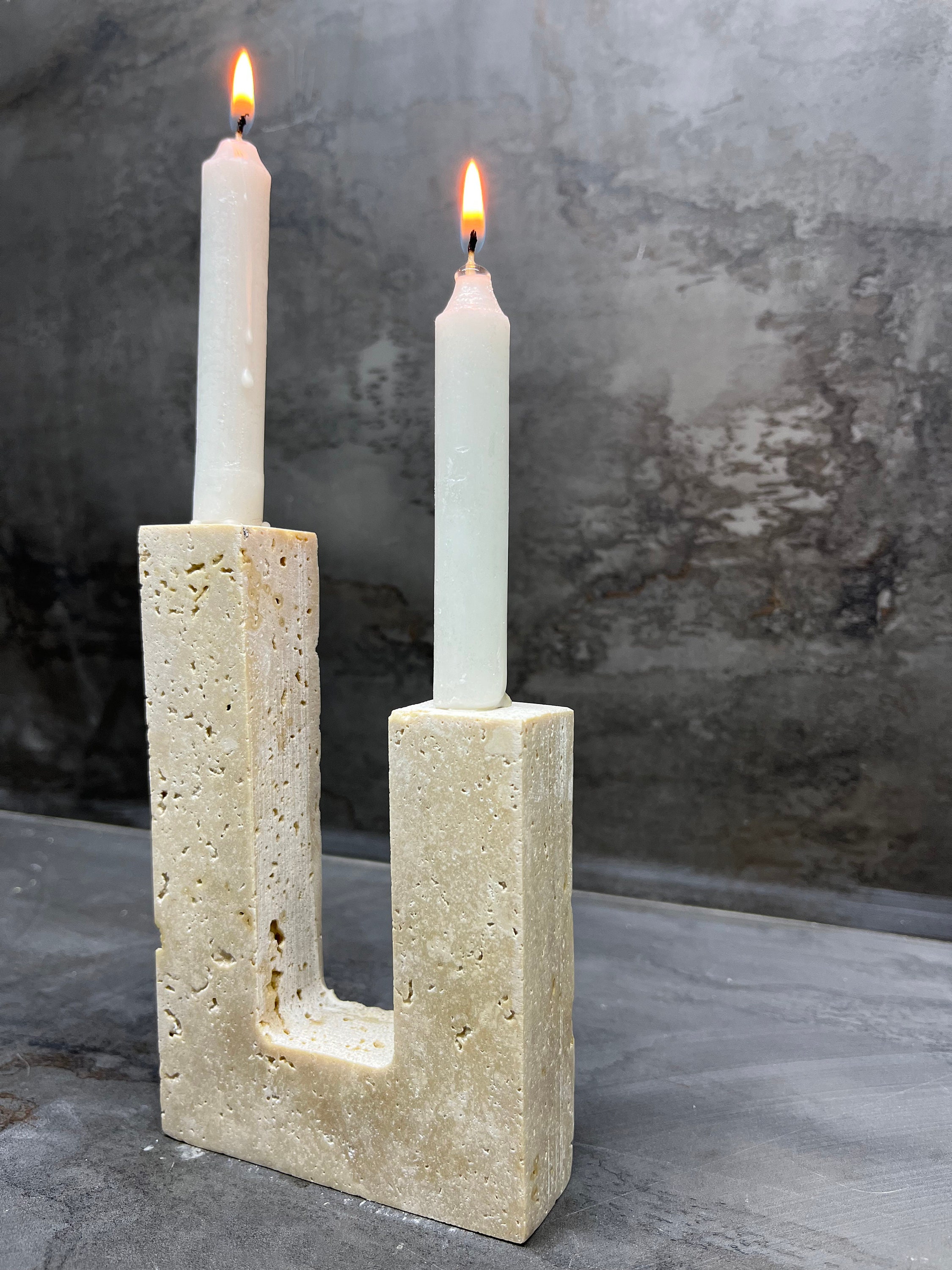 Travertine Marble Candle Stick Holder, Unique Marble, Decorative Holder ...