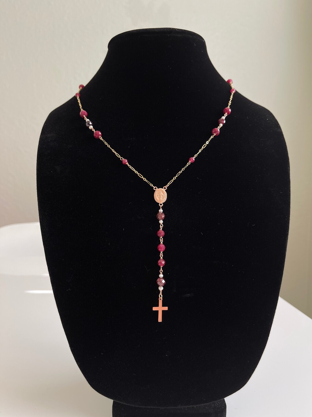 Maroon Jade Modern Rosary (SOLD) - Etsy