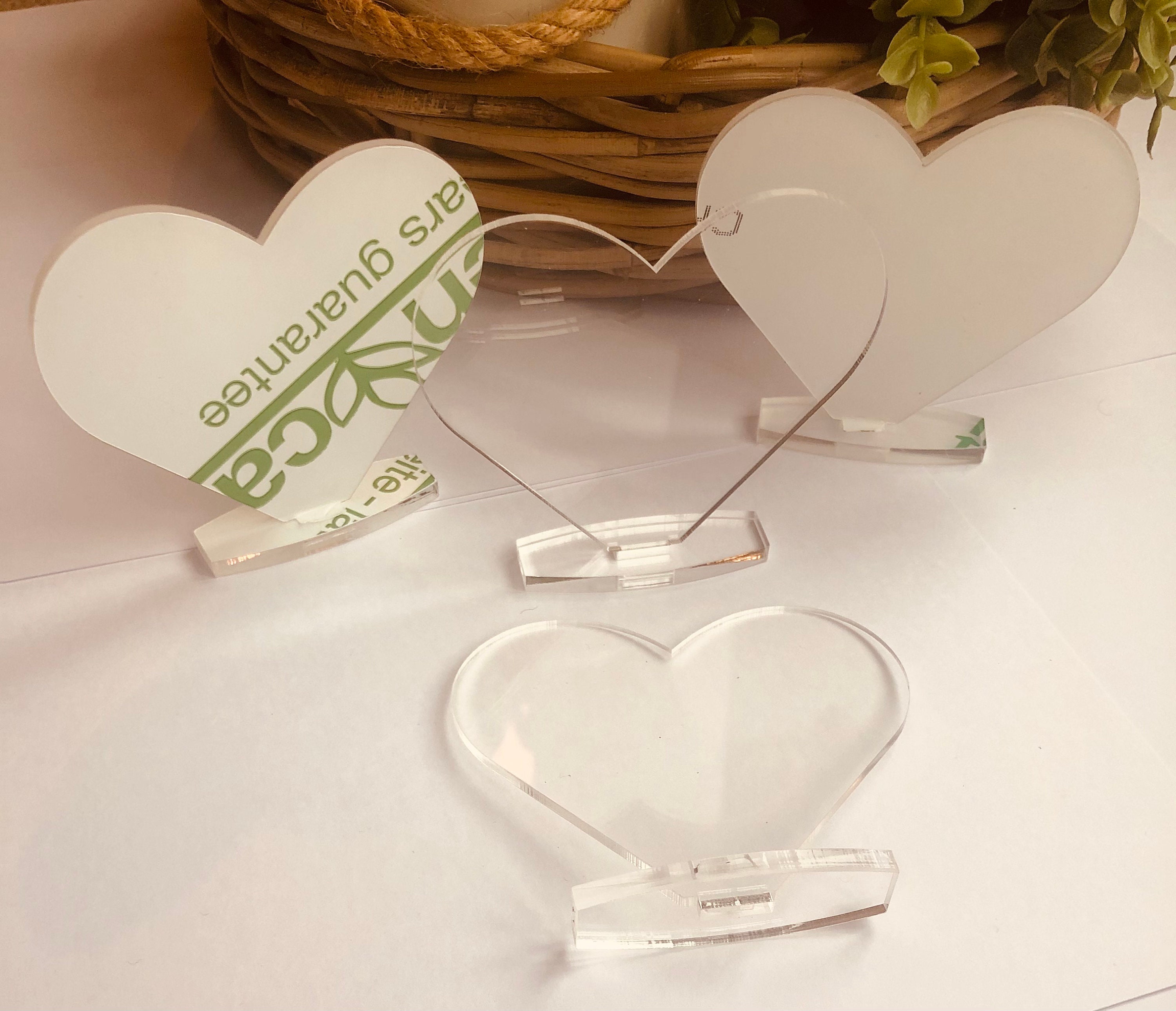 Pack of 3 Clear Acrylic Heart Craft Blank Plaque With Stand. - Etsy UK