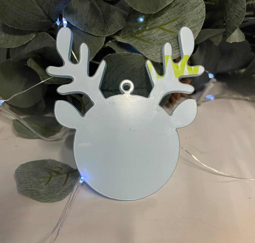 Acrylic Blank Reindeer Bauble Christmas Tree Decoration. Available in ...
