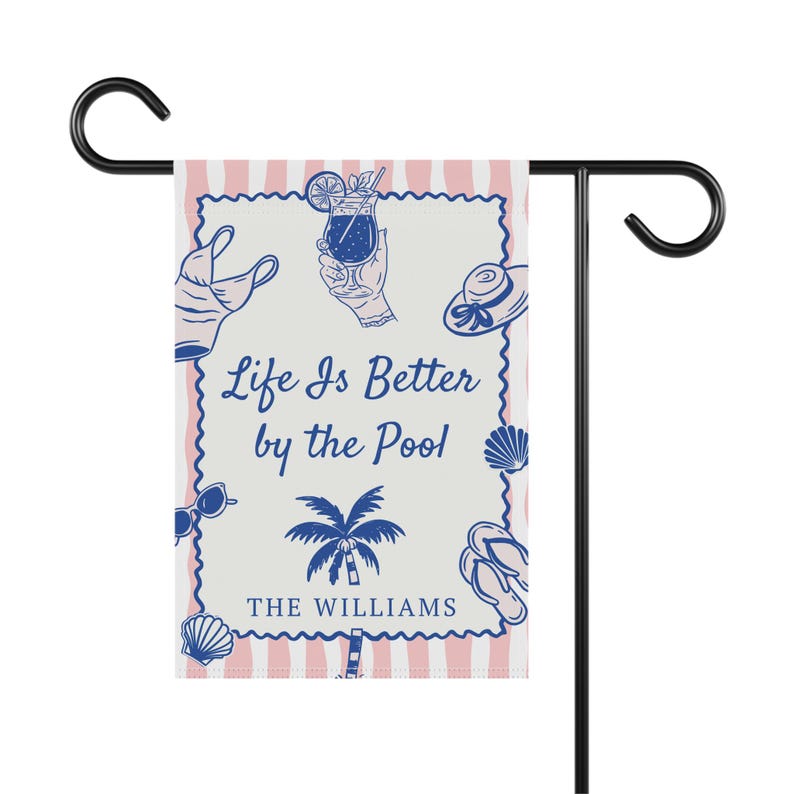 Personalized Pool Flag, Custom Poolside Garden Flag, Family Pool Decor ...