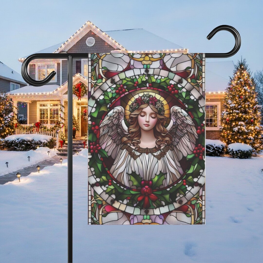 Stained Glass Angel Garden Flag | Elegant Christmas Yard Decor | Sacred ...