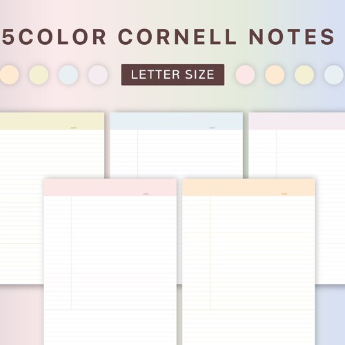 SIMPLE Cornell Note Template Printable Note Inserts - Etsy